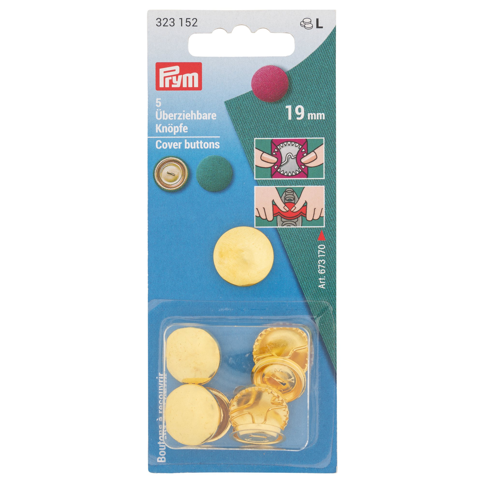Prym Cover buttons, gold-coloured - 6 options - Franklins Group Limited