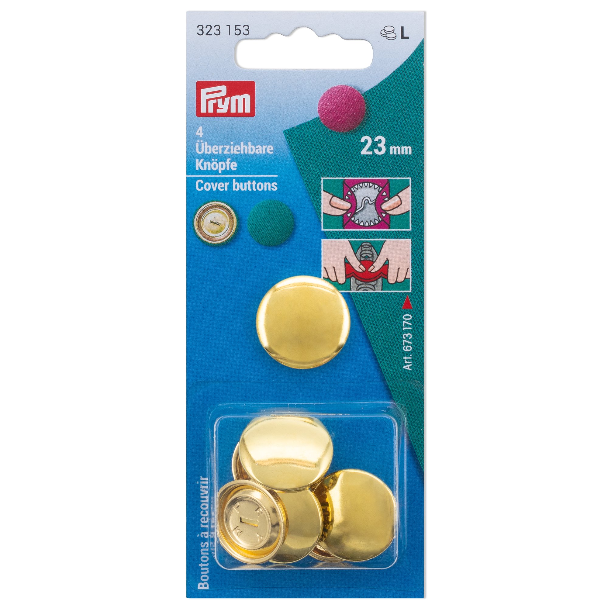Prym Cover buttons, gold-coloured - 6 options - Franklins Group Limited